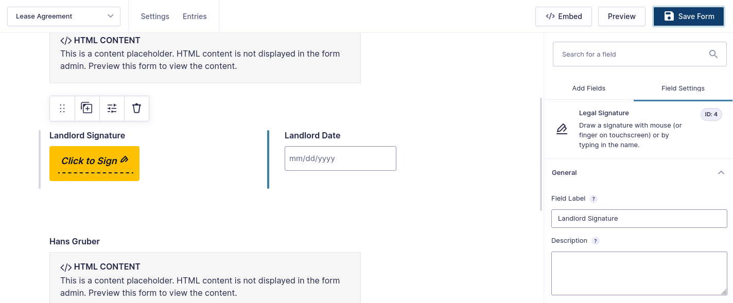 Collect Digital Lease Agreement Signatures in WordPress - CosmicGiant