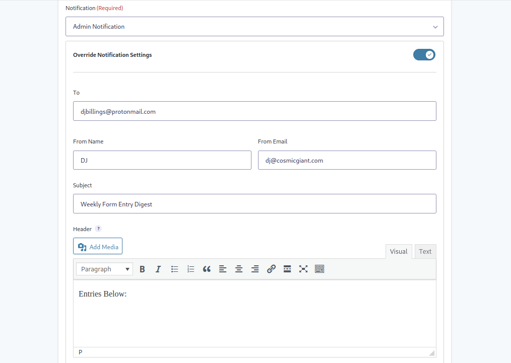 Set Up a Weekly Gravity Forms Automated Email Digest - CosmicGiant