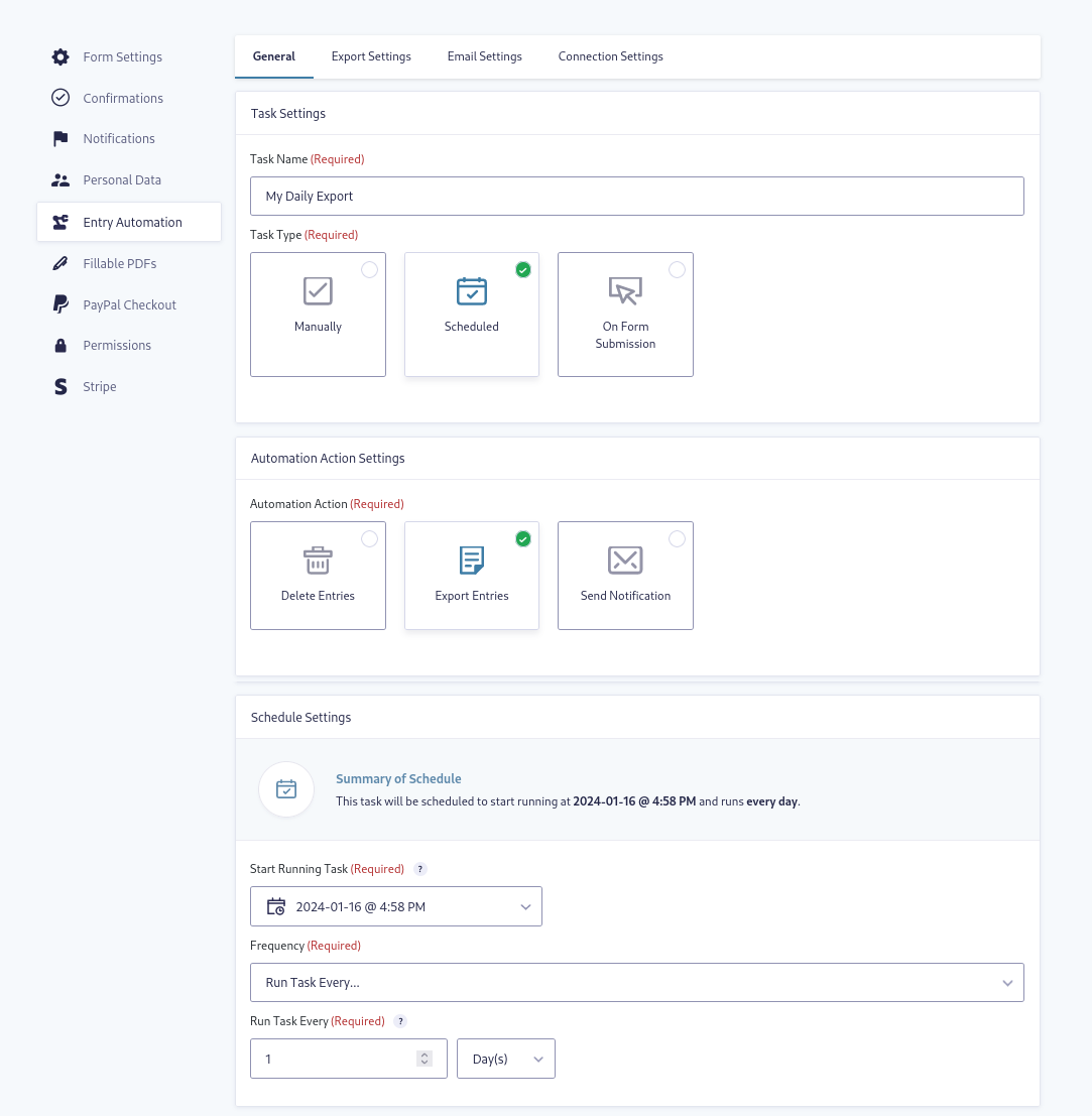 How To Export Gravity Forms Entries Automatically Cosmicgiant